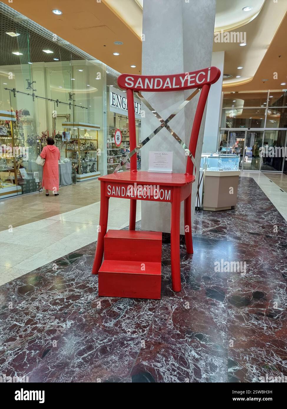 Big red chair w/ text Sandalyeci; display / promotion for company from ...