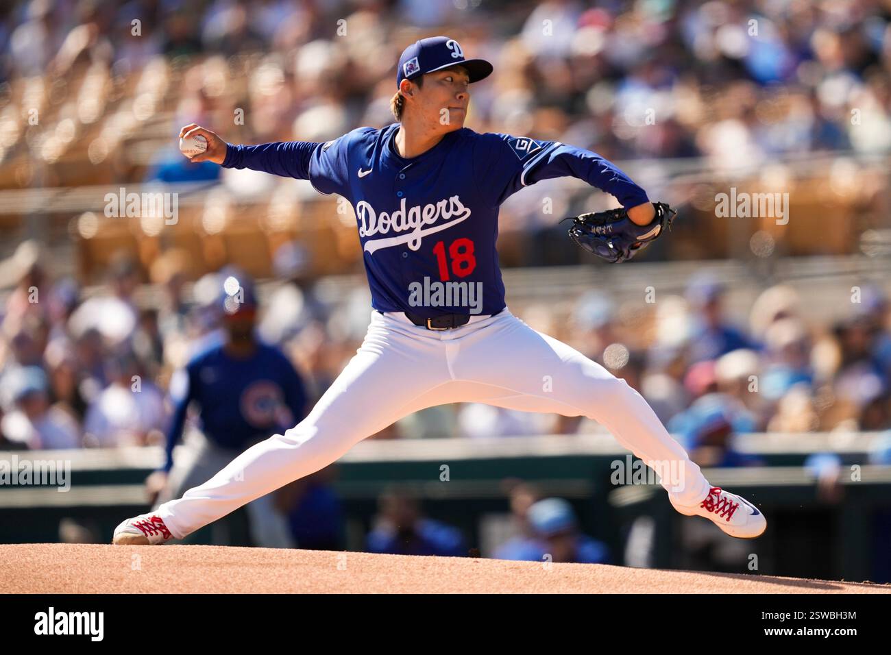 Los Angeles Dodgers pitcher Yoshinobu Yamamoto throws during the first ...