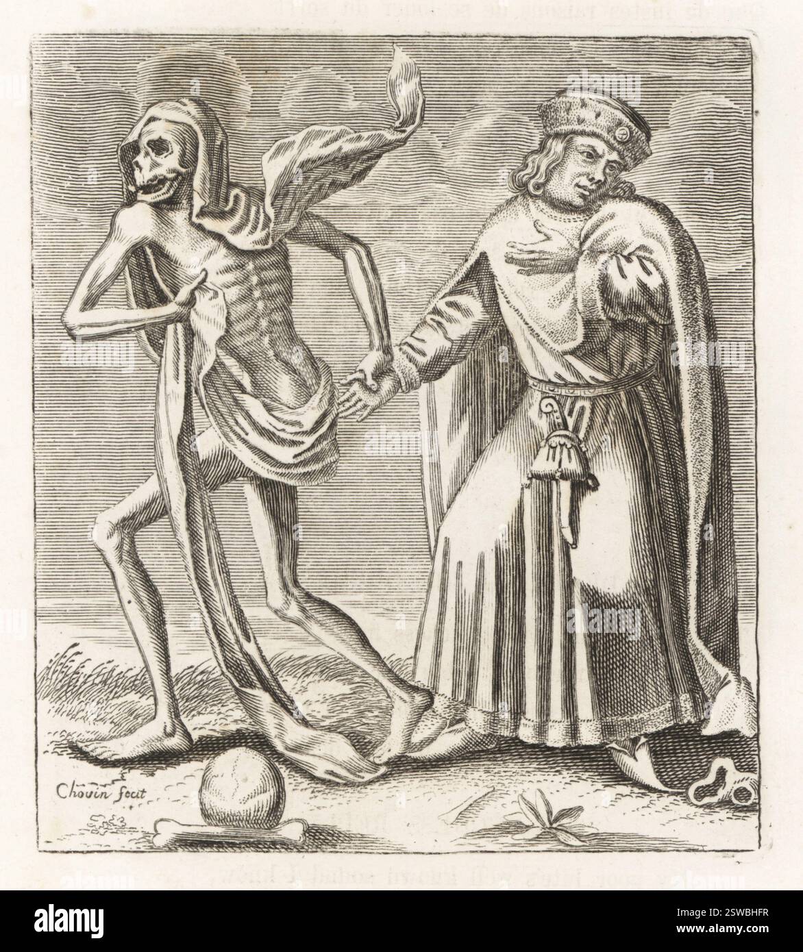 Cadaver of Death with the Duke. Skeleton with a long shawl grabbing a ...
