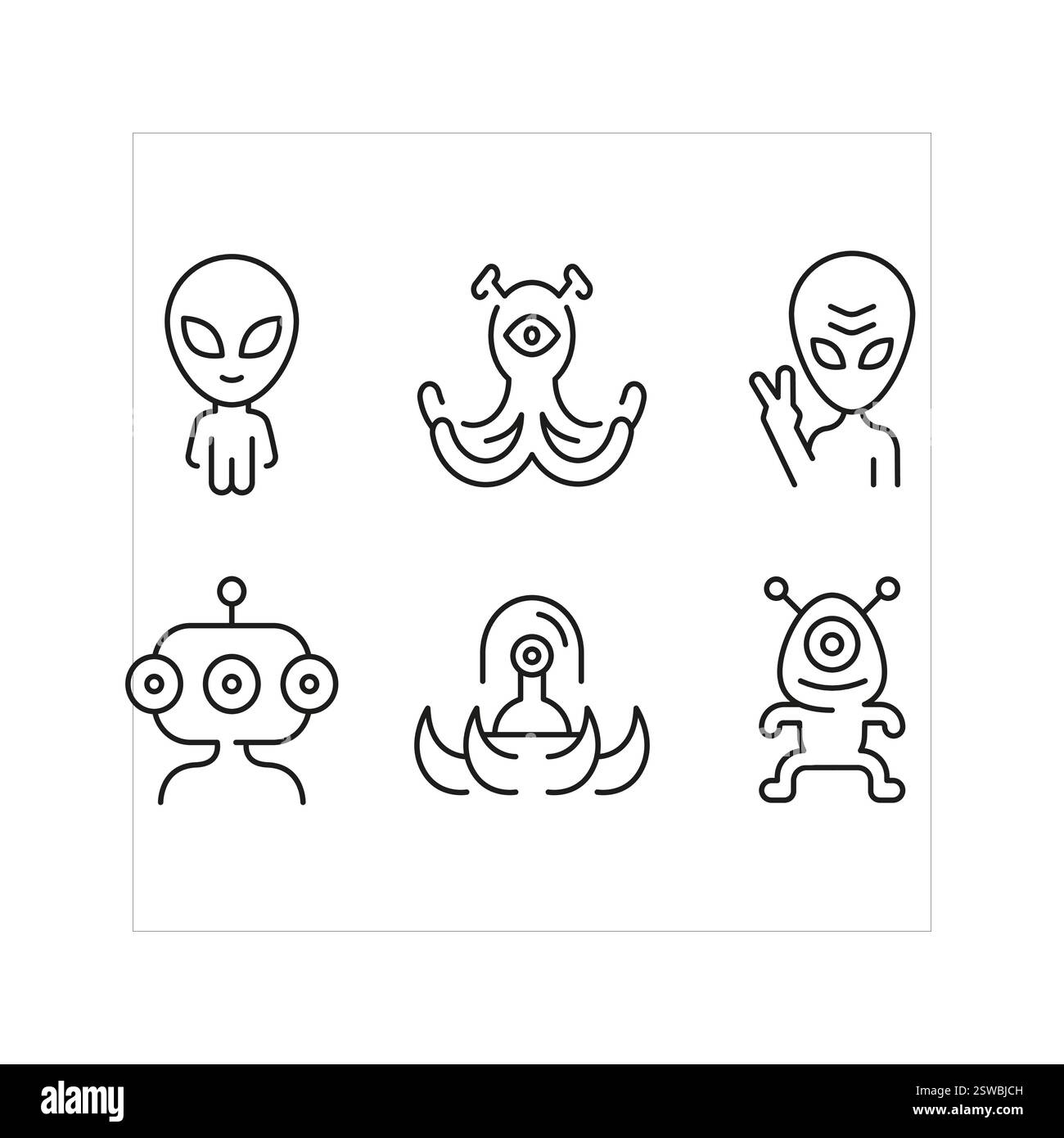 Alien Icons Set Stock Vector Image & Art - Alamy
