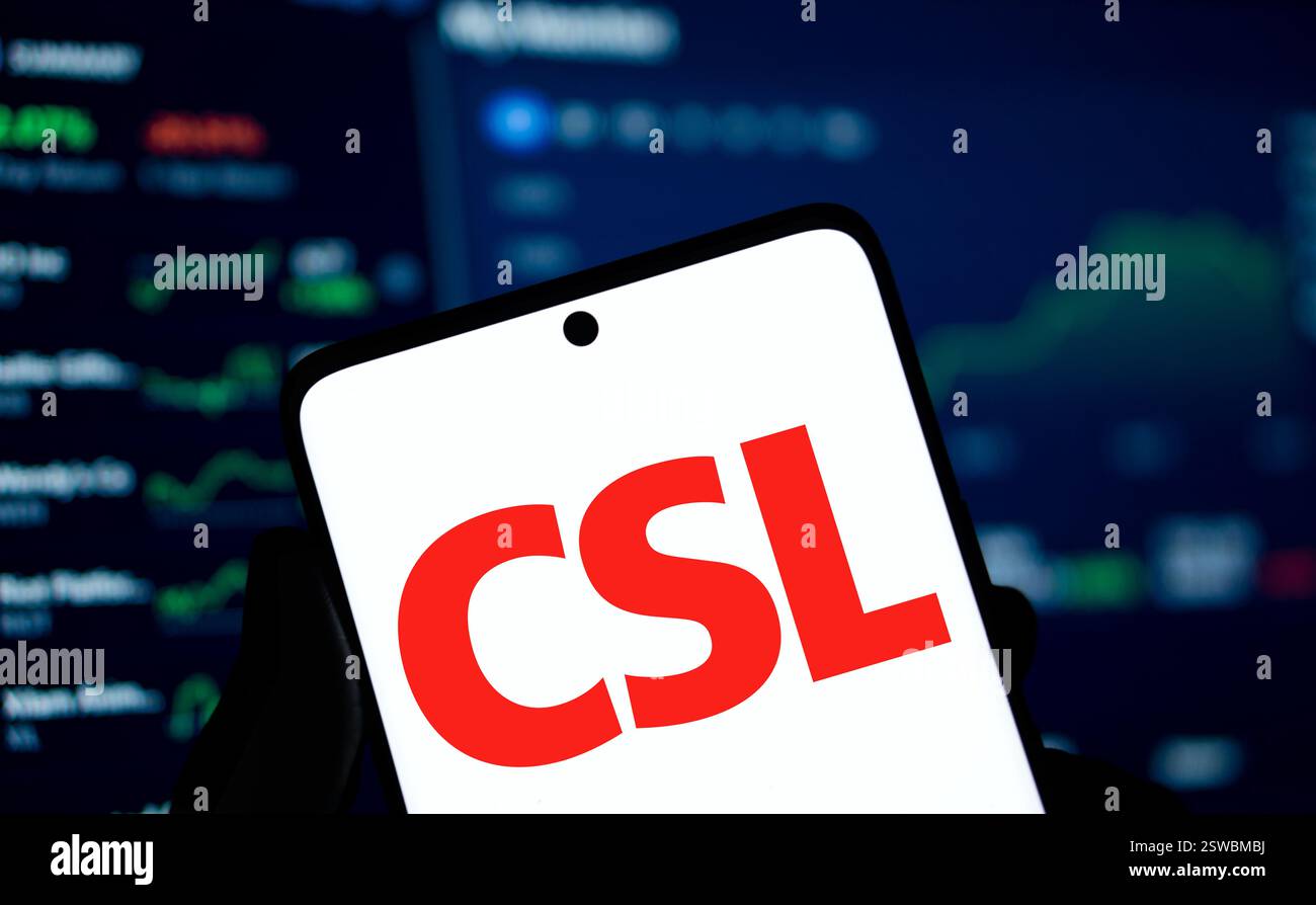 Dhaka, Bangladesh- 28 Nov 2024: CSL logo is displayed on smartphone. CSL Limited is an ...