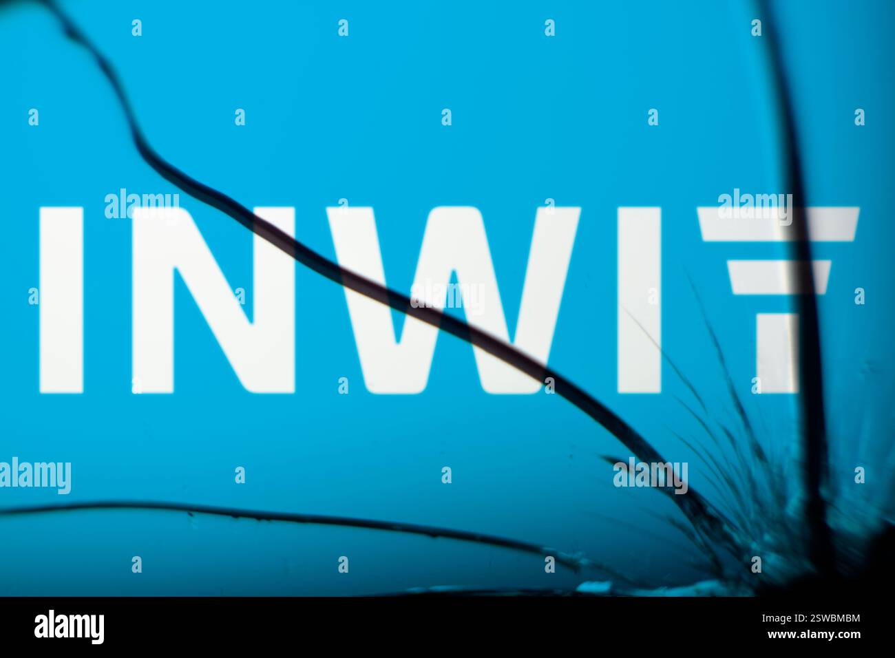 Dhaka, Bangladesh- 28 Nov 2024: Inwit logo is visible on the broken ...