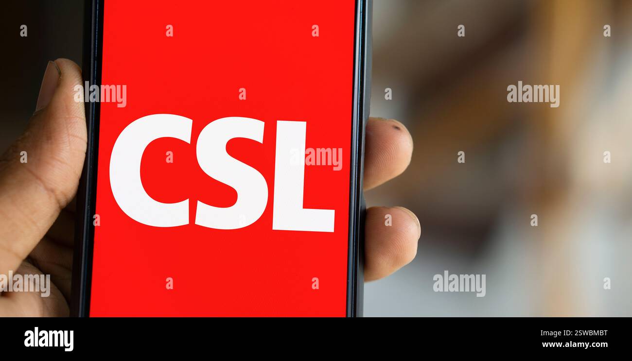 Dhaka, Bangladesh- 28 Nov 2024: CSL logo is displayed on smartphone. CSL Limited is an ...