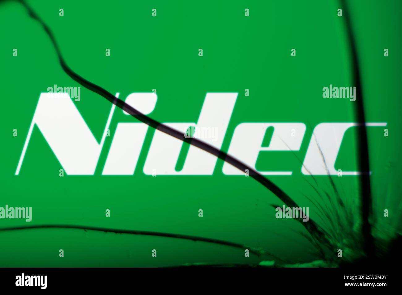 Dhaka, Bangladesh- 28 Nov 2024: Nidec logo is visible on the broken ...