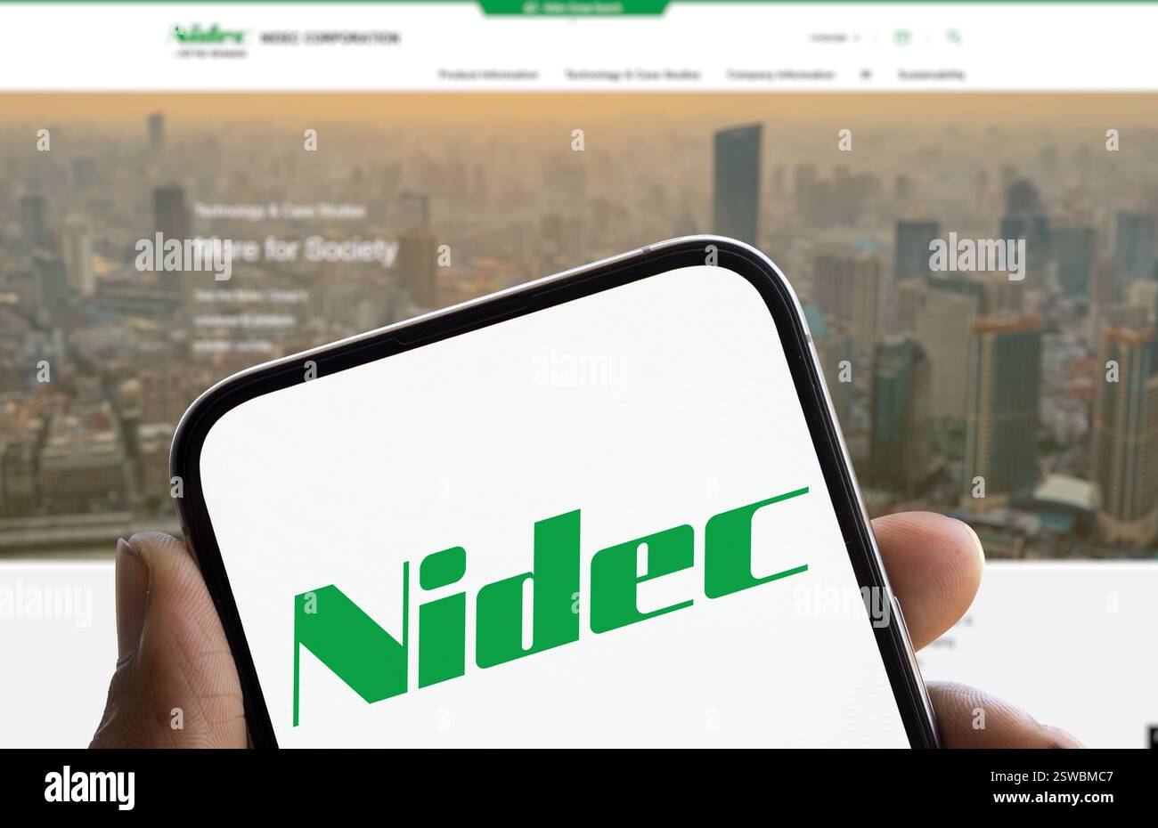 Dhaka, Bangladesh- 28 Nov 2024: Nidec logo is displayed on smartphone ...