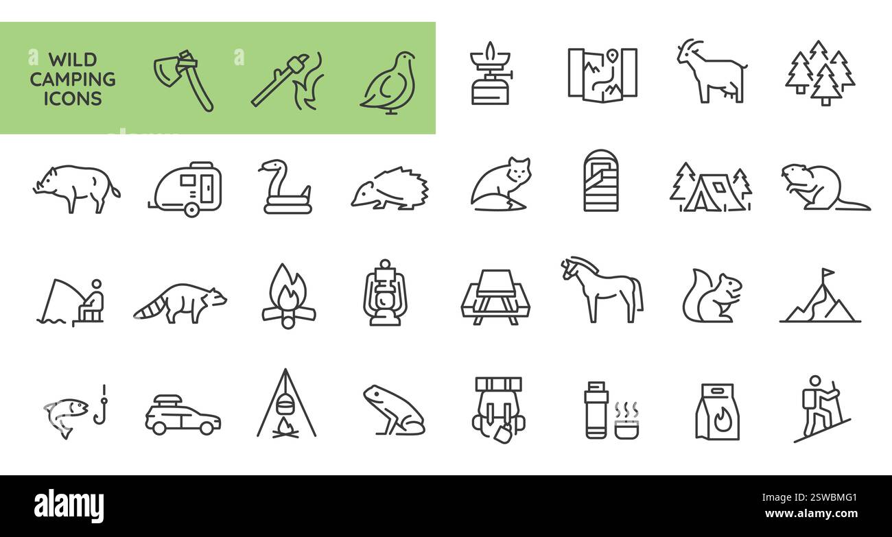 Wild Camping Icons set Stock Vector Image & Art - Alamy