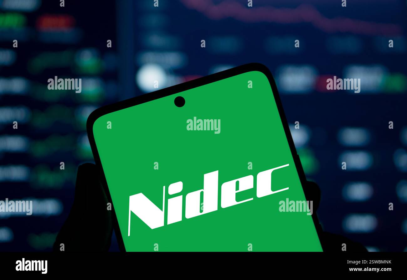 Dhaka, Bangladesh- 28 Nov 2024: Nidec logo is displayed on smartphone ...