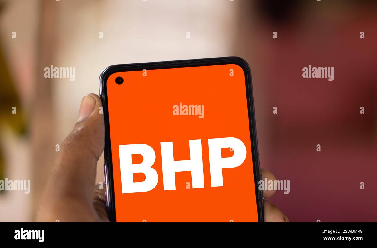 Dhaka, Bangladesh- 26 Nov 2024: BHP logo is displayed on smartphone ...