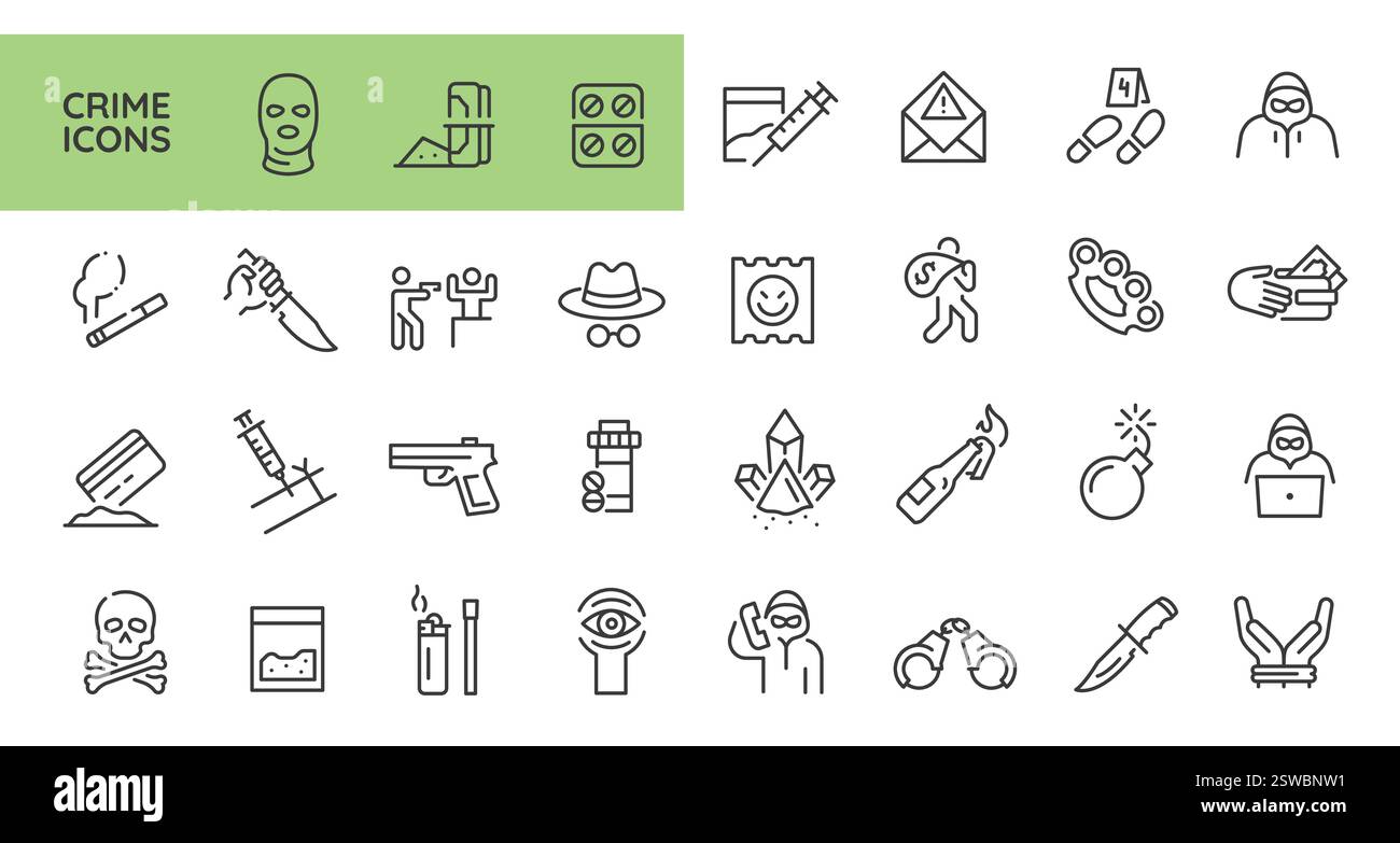 Crime Icons Set Stock Vector Image & Art - Alamy