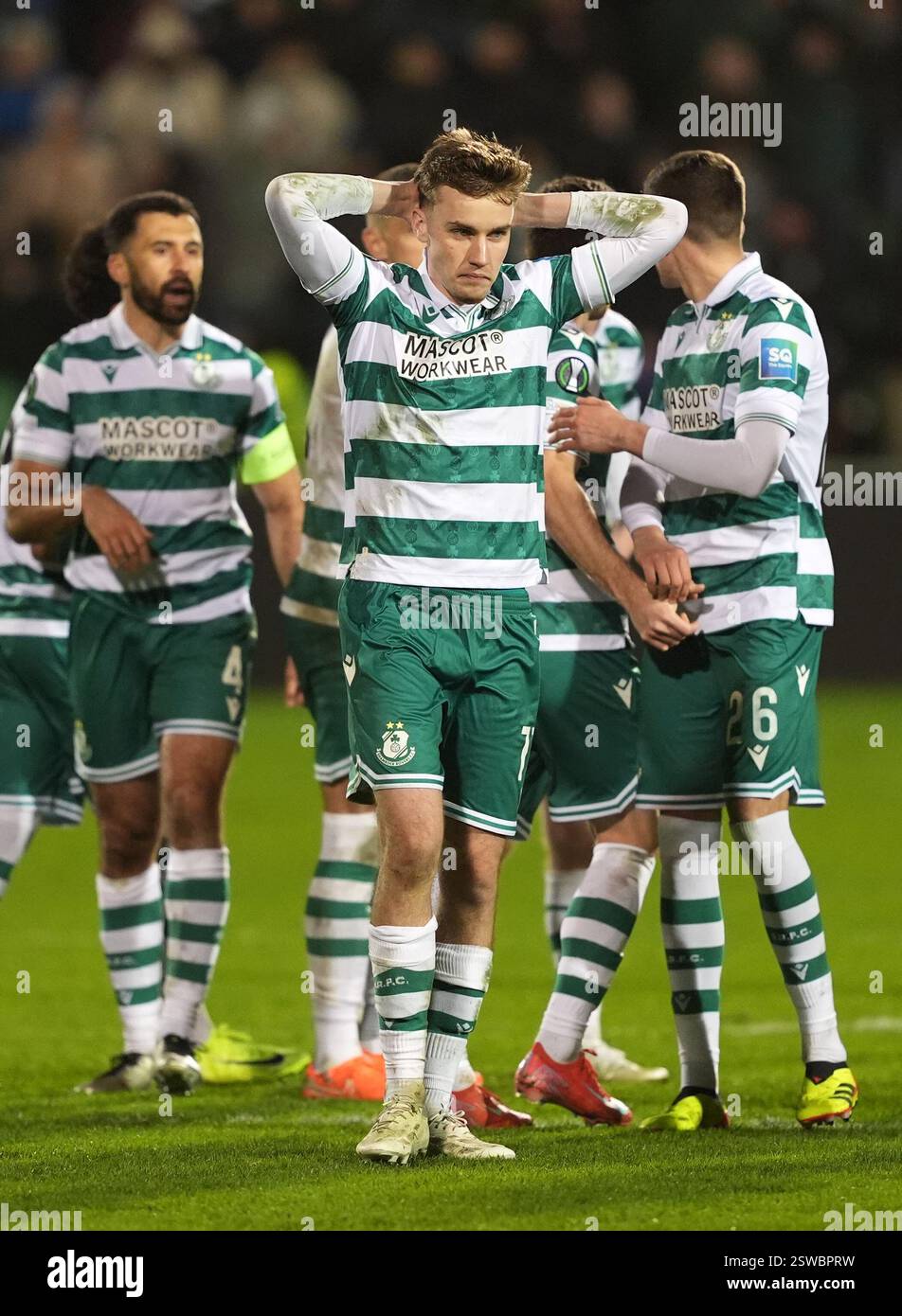 Shamrock Rovers' Matt Healy appears dejected after losing the penalty ...