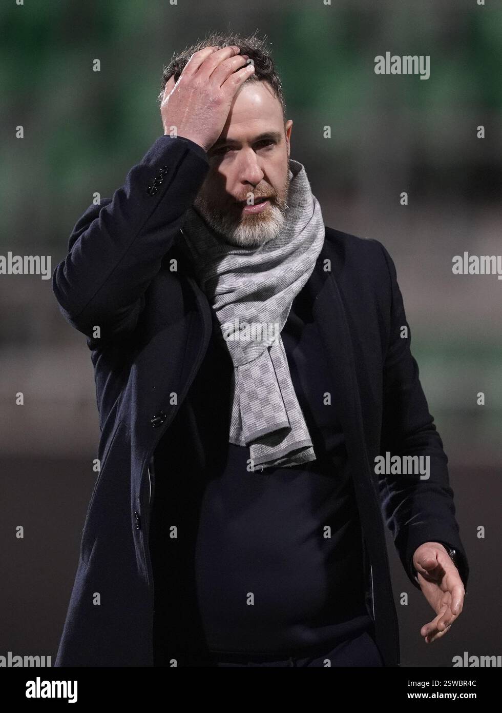 Shamrock Rovers manager Stephen Bradley appears dejected after losing ...