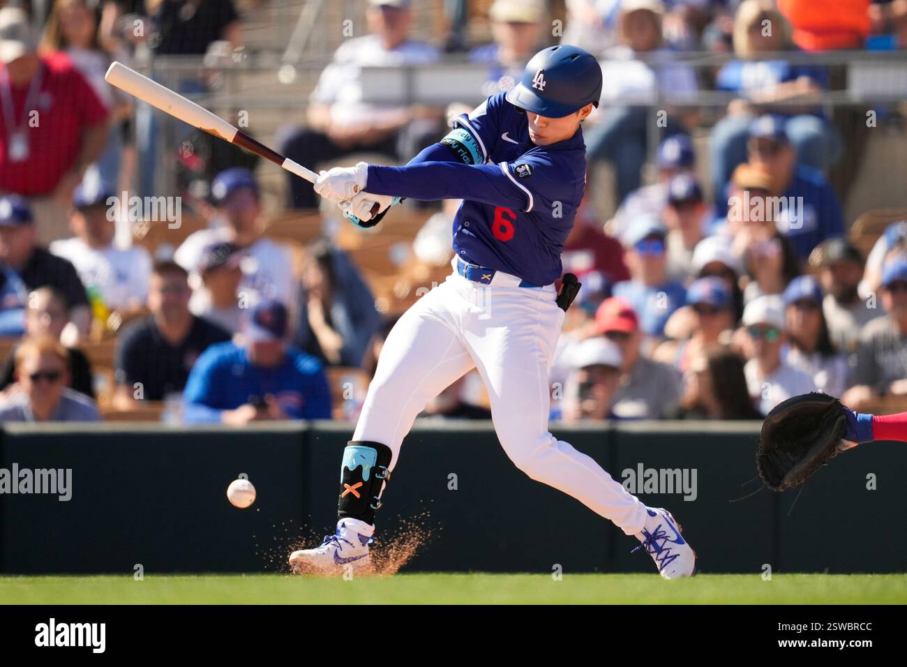Los Angeles Dodgers' Hyeseong Kim grounds out during the second inning ...