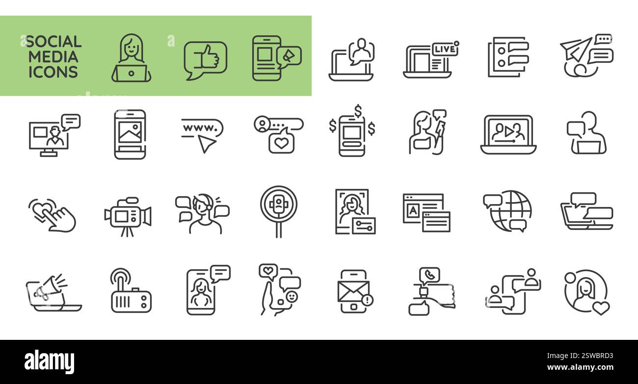 Social Media Icons Set Stock Vector Image & Art - Alamy