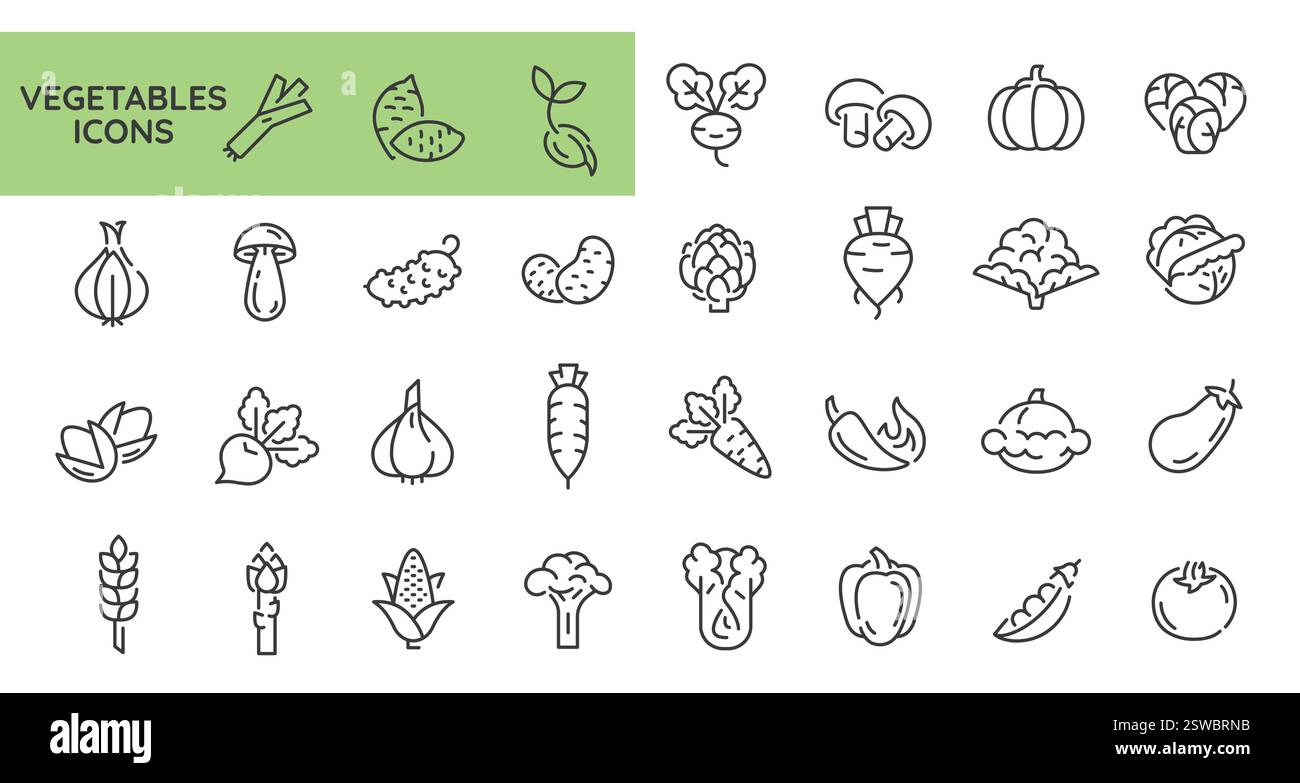 Vegetables Icons Set Stock Vector Image & Art - Alamy