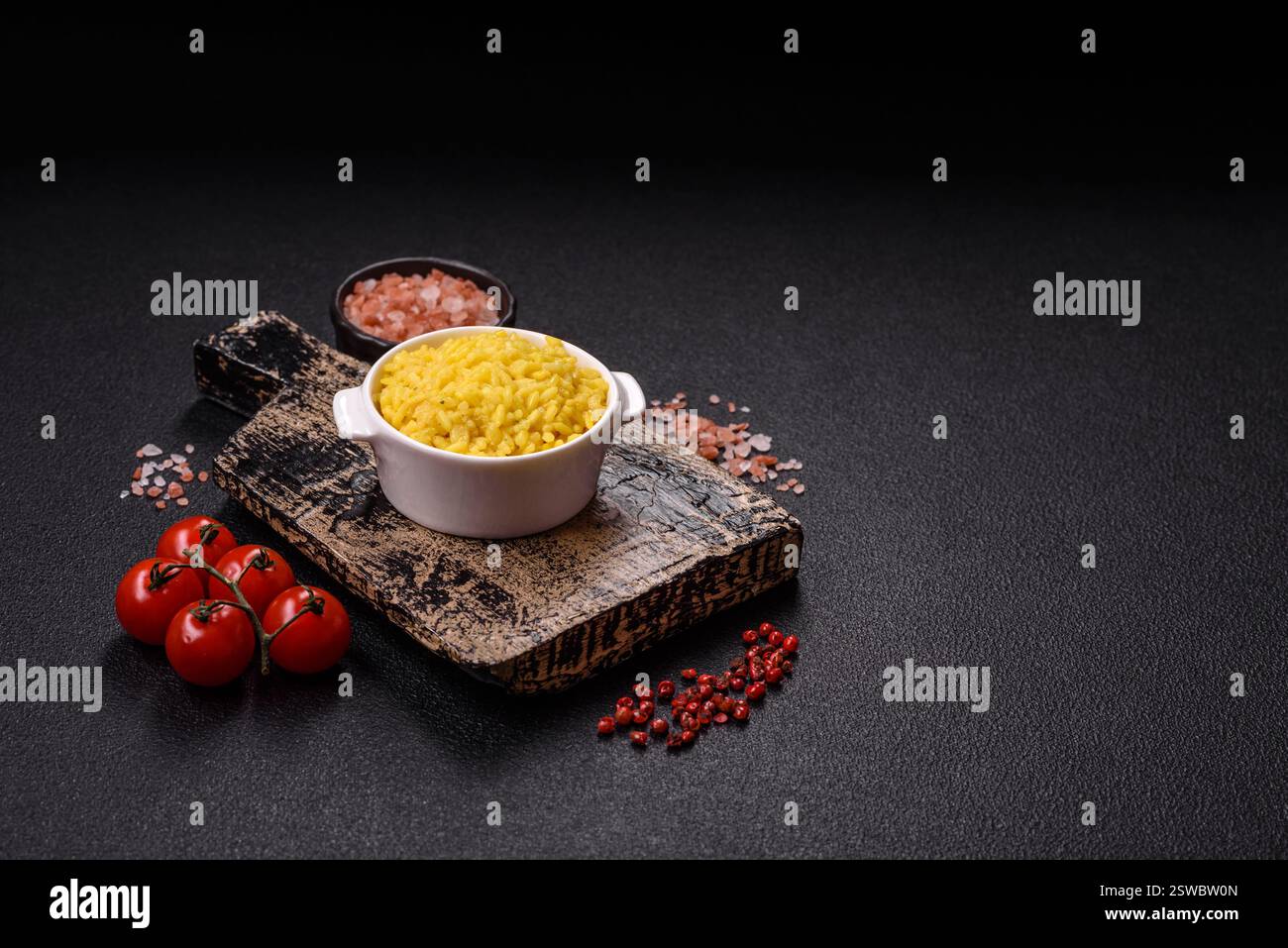 Italian arborio risotto rice with salt, spices and herbs Stock Photo ...