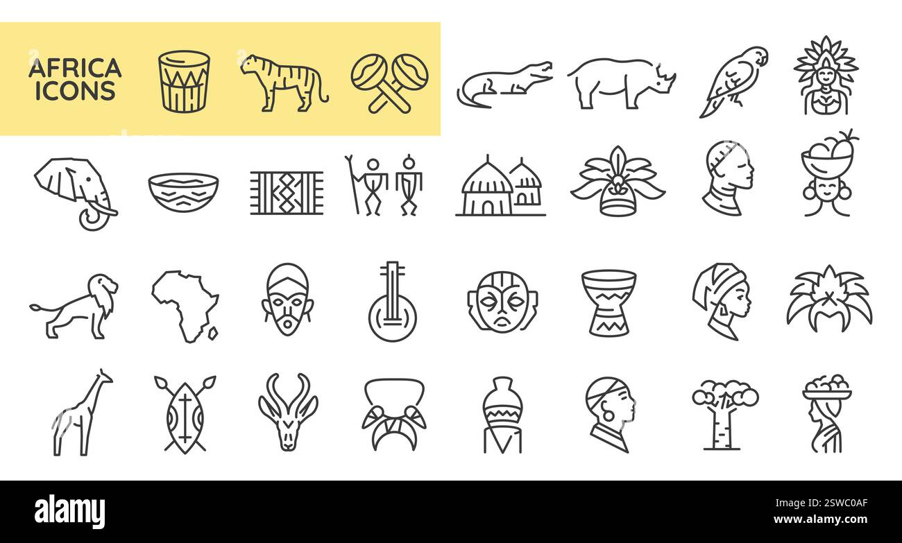 Africa Icons Set Stock Vector Image & Art - Alamy