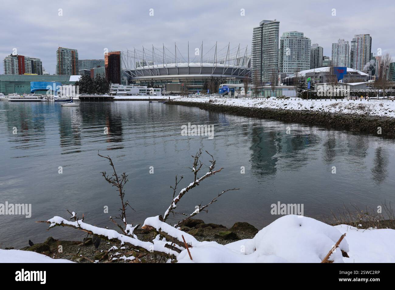 BC Place Stadium & Rogers Arena in winter, Vancouver, BC Stock Photo ...