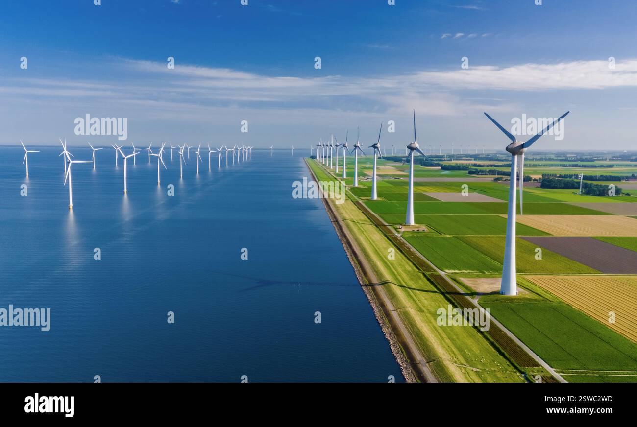 Wind Turbines Generating Renewable Energy Along the Dutch Coastline ...