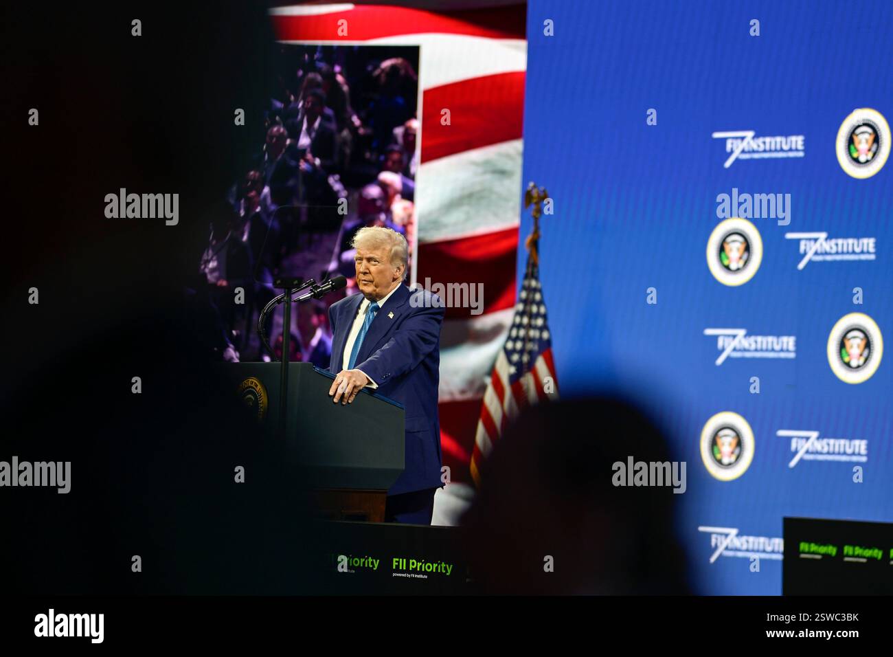 Miami Beach, United States. 19th Feb, 2025. U.S President Donald Trump ...