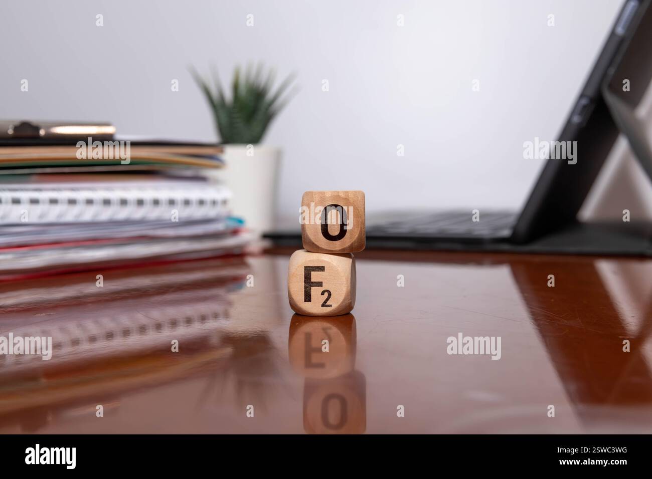 OF2 oxygen difluoride CAS 7783-41-7 chemical substance in white plastic ...