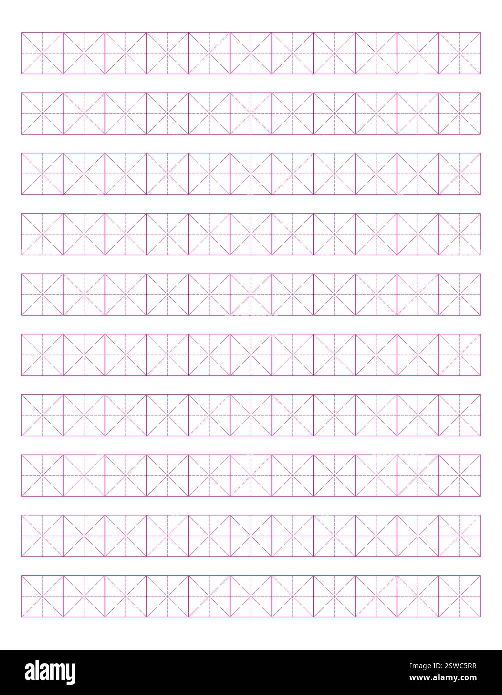 Workbook for writing hieroglyphs. Lined mesh paper for printing ...