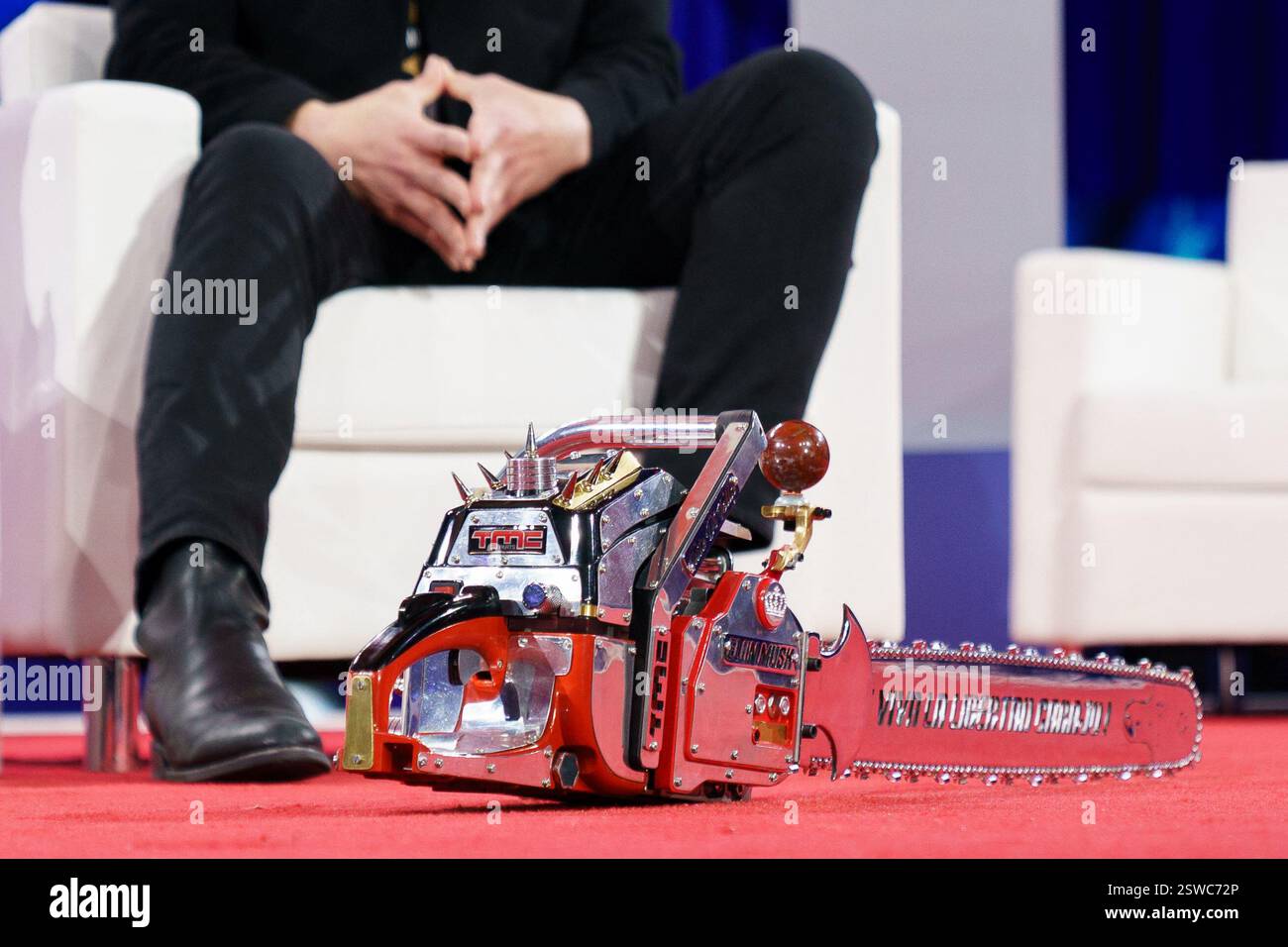 US entrepreneur and U.S. special government employee Elon Musk with a ...