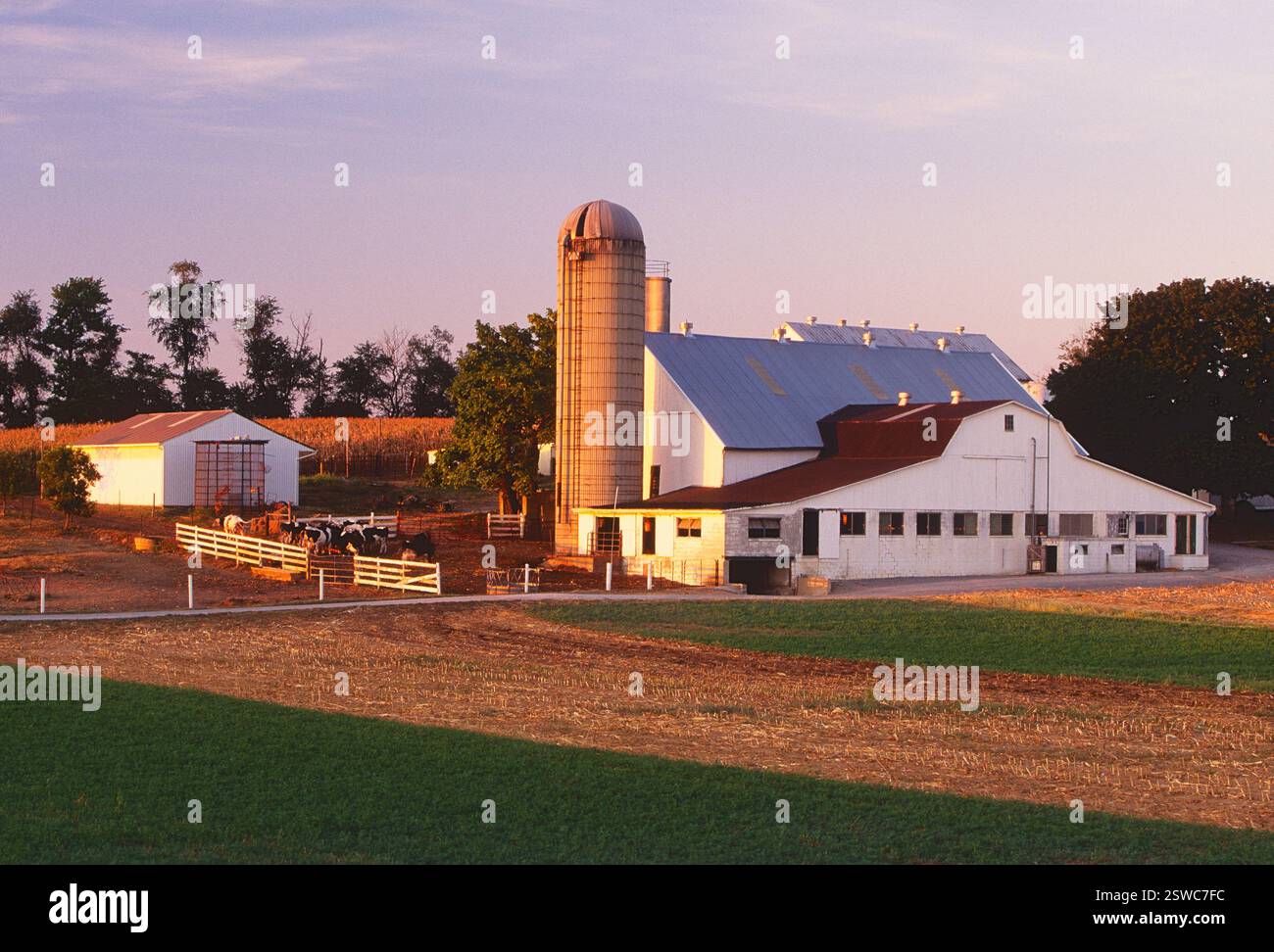 Amish barns & farm & fields; Lancaster County; Pennsylvania; USA Stock ...