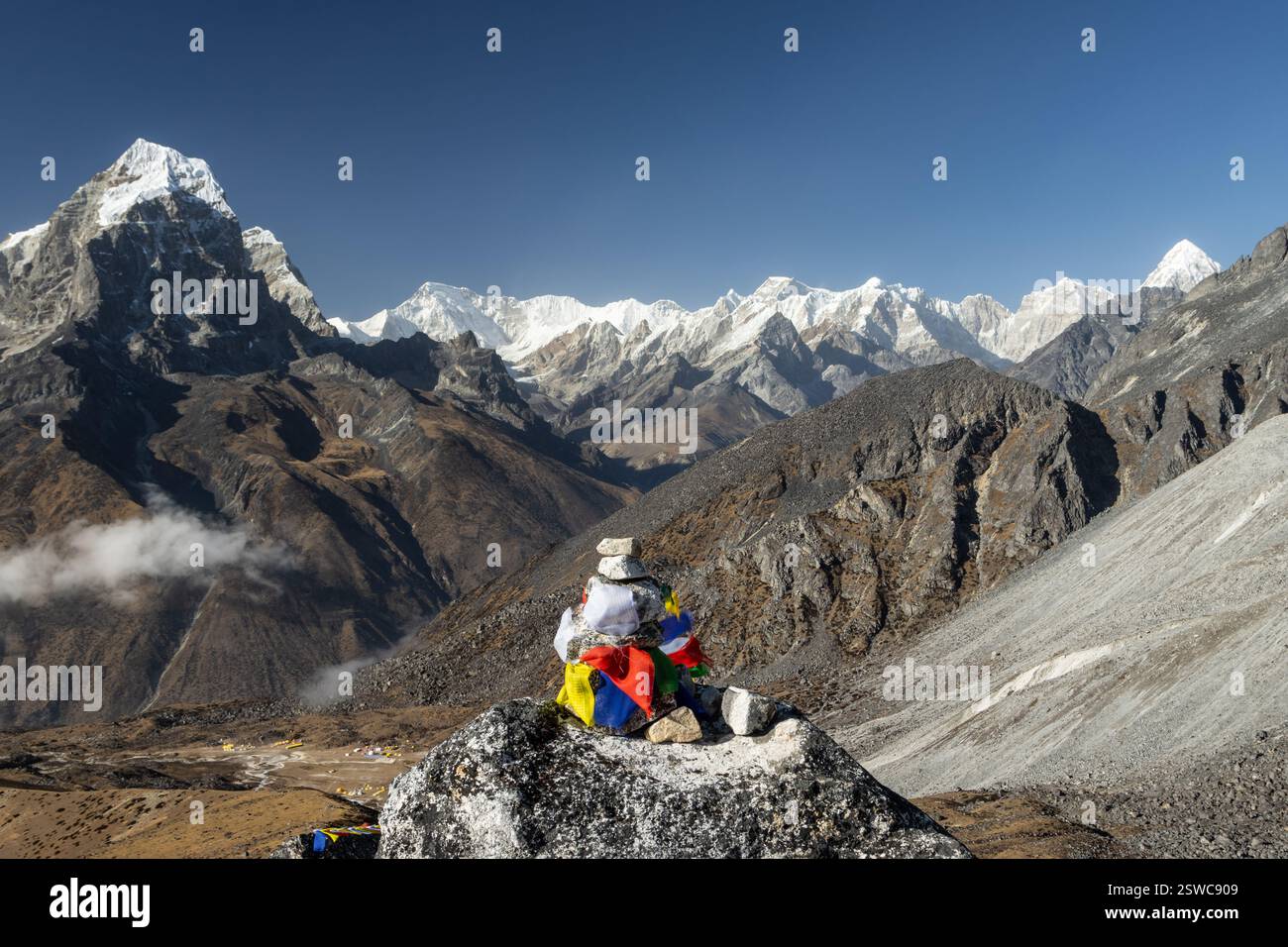 Cho Oyu, Tenzing Peak and Hillary Peak seen among many others from a ...