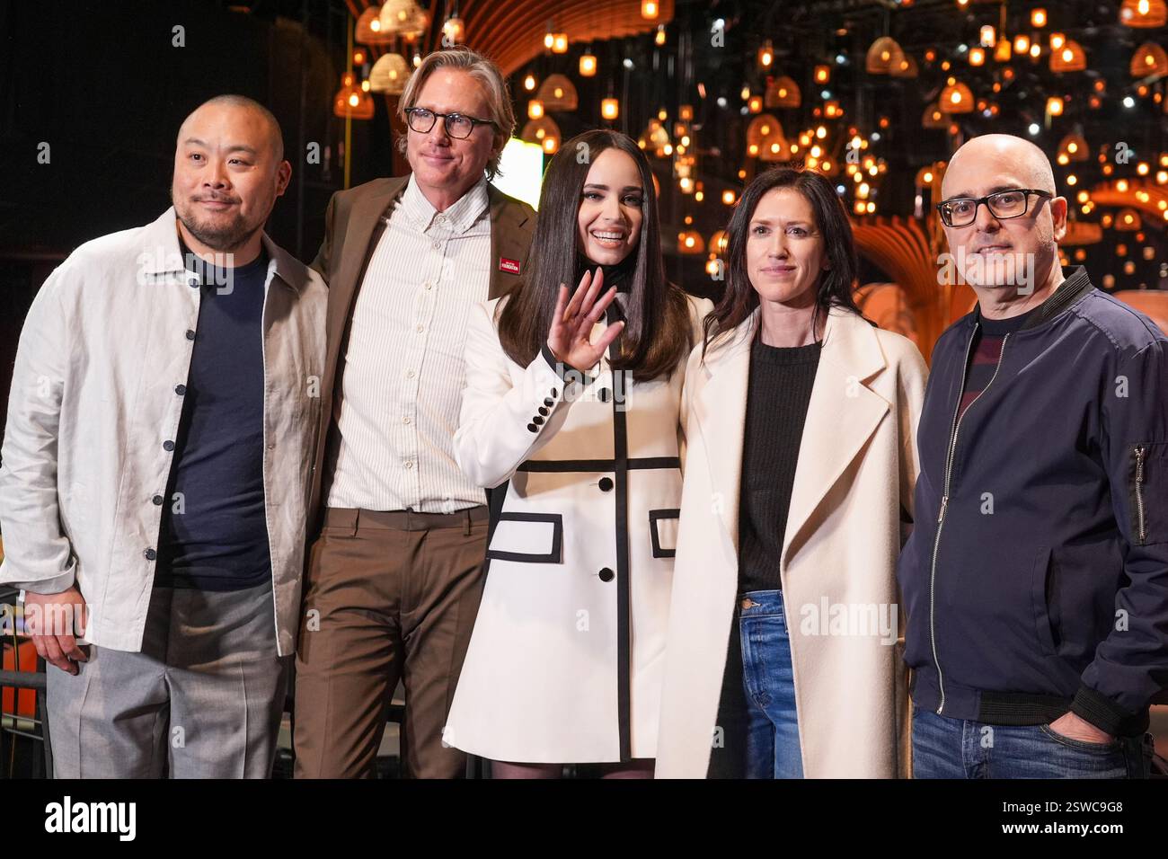 David Chang, from left, Jon Brockett, Sofia Carson, Linda Gierahn, and ...