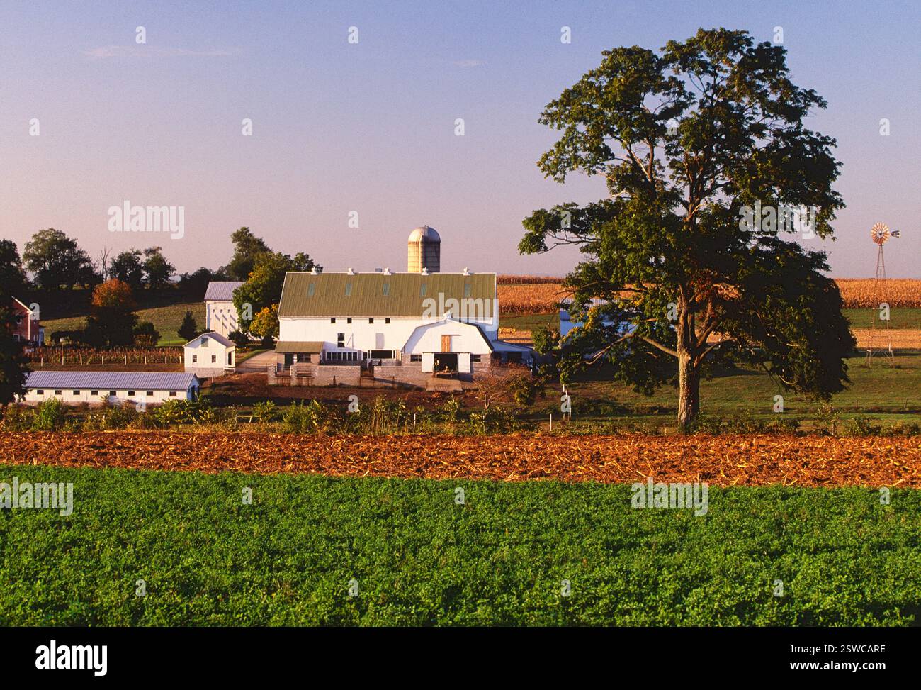 Amish barns & farm & fields; Lancaster County; Pennsylvania; USA Stock ...