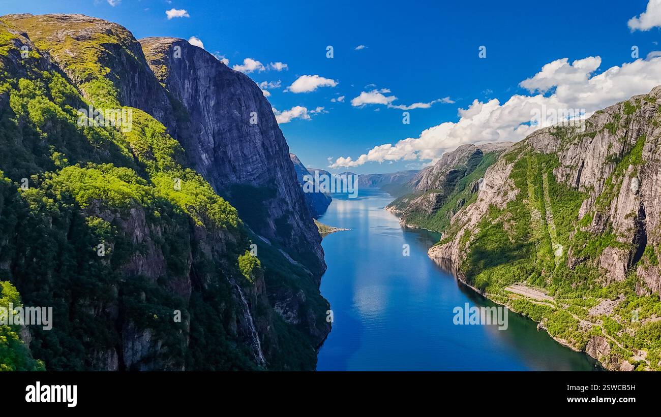 Kjerag, Lysebotn, Lysefjorden, Norway, A breathtaking view of a ...