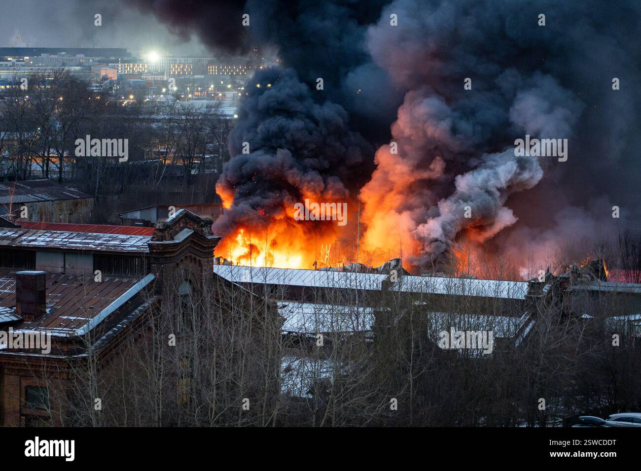 Careless handling of fire hazards. Firefighters extinguishing ...