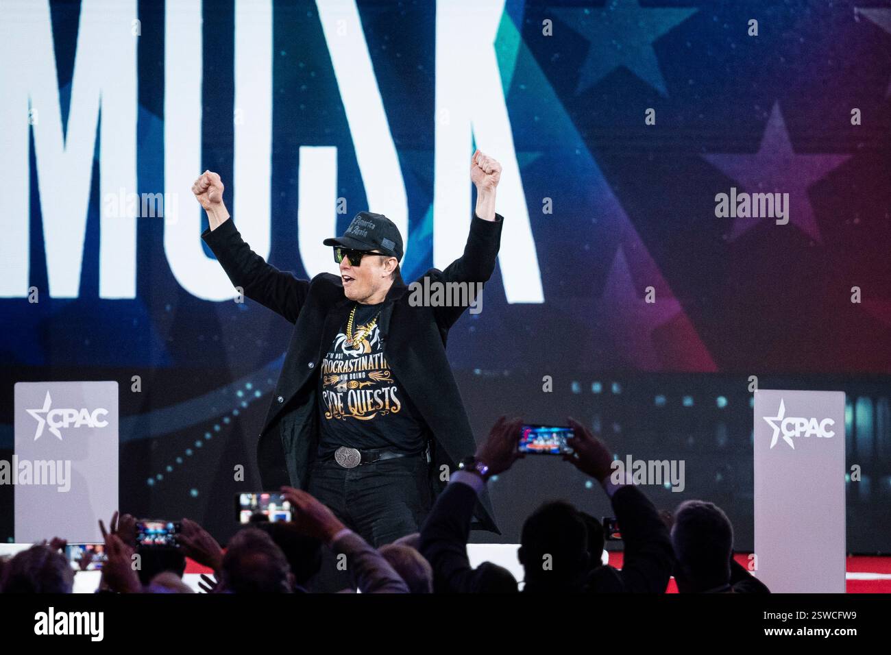 Washington, USA. 20th Feb, 2025. Elon Musk arrives on stage before ...