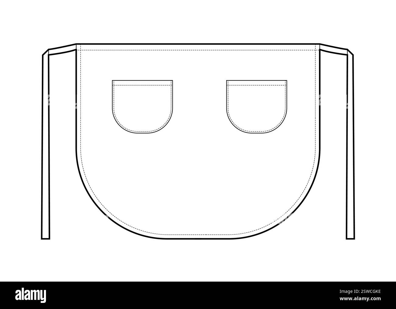 Maid Apron Scalloped technical fashion illustration. uniform for ...