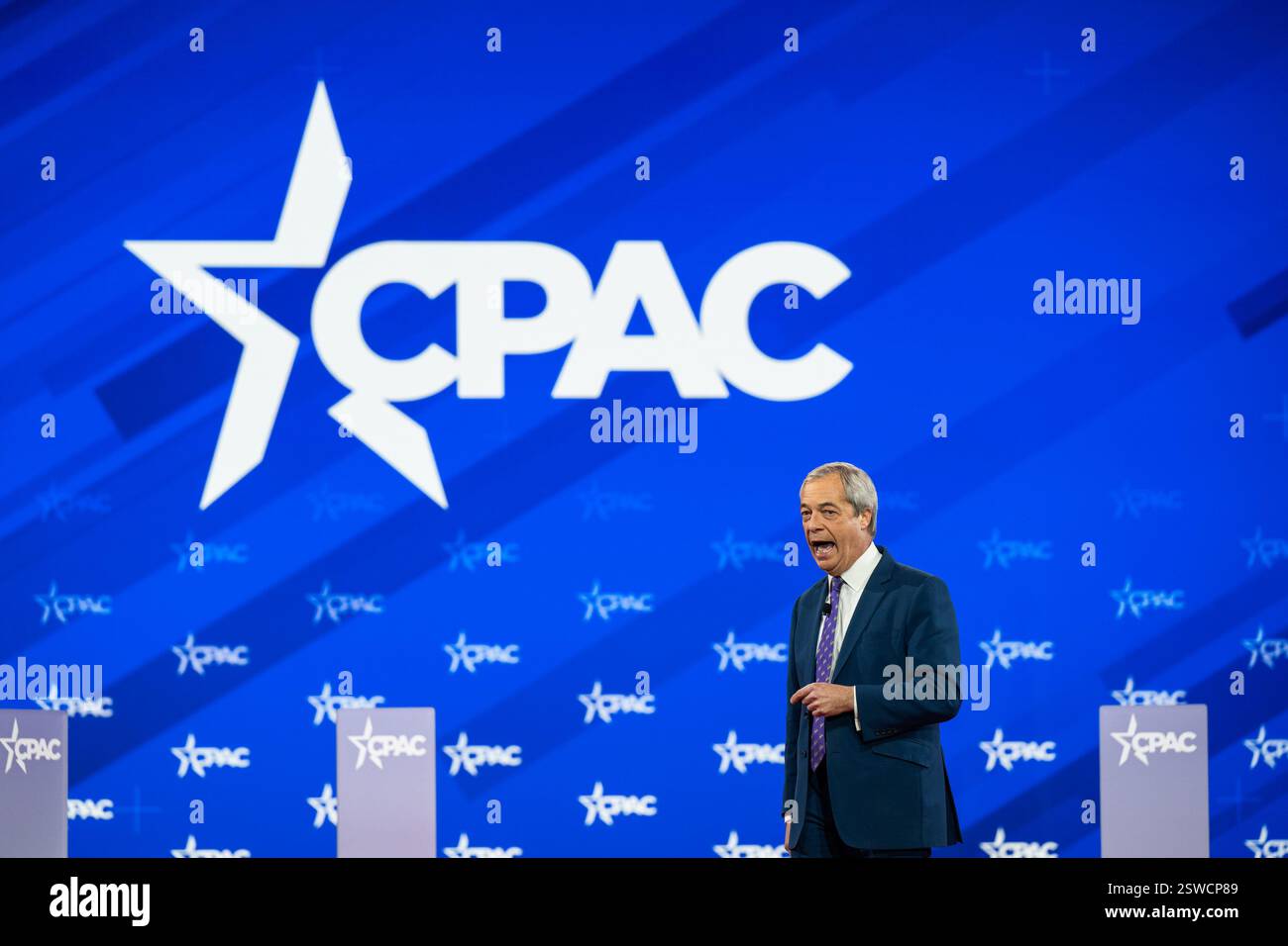 Nigel Farage speaks at the 2025 Conservative Political Action ...
