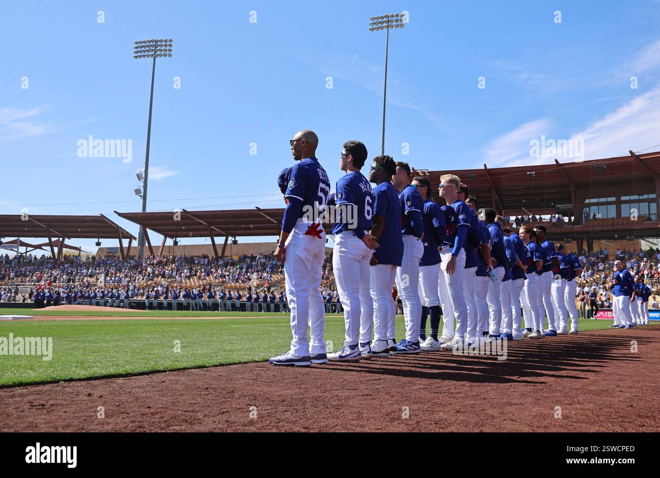 A spring training baseball game, Los Angeles Dodgers against Chicago ...
