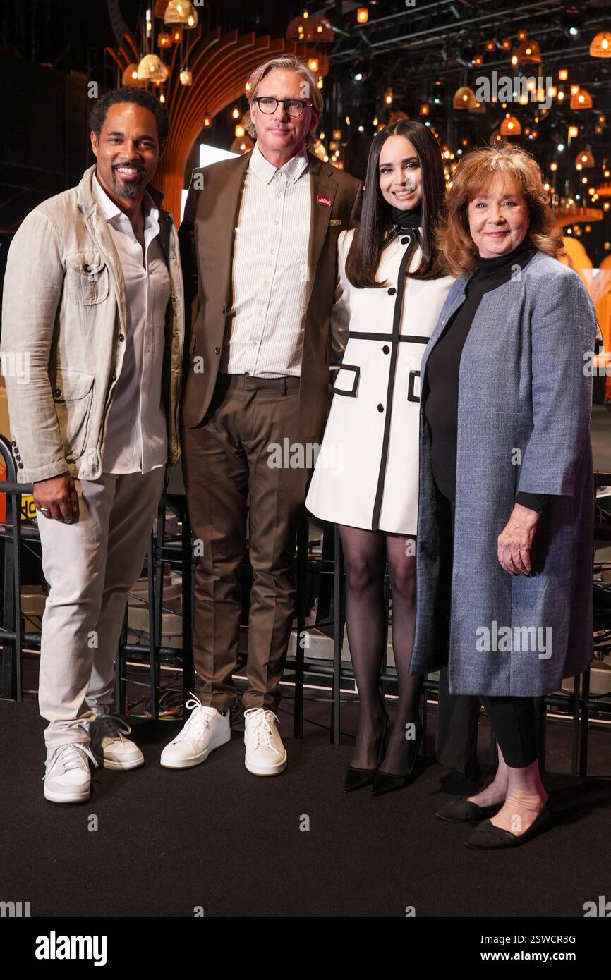 Jason George, from left, Jon Brockett, Sofia Carson, and Cyd Wilson ...