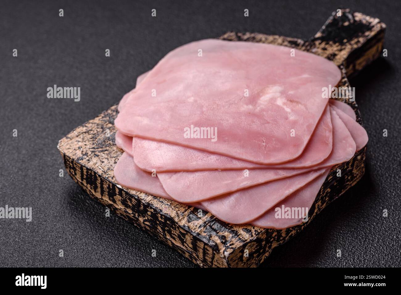 Ham cut into square slices for making delicious nutritious sandwiches ...
