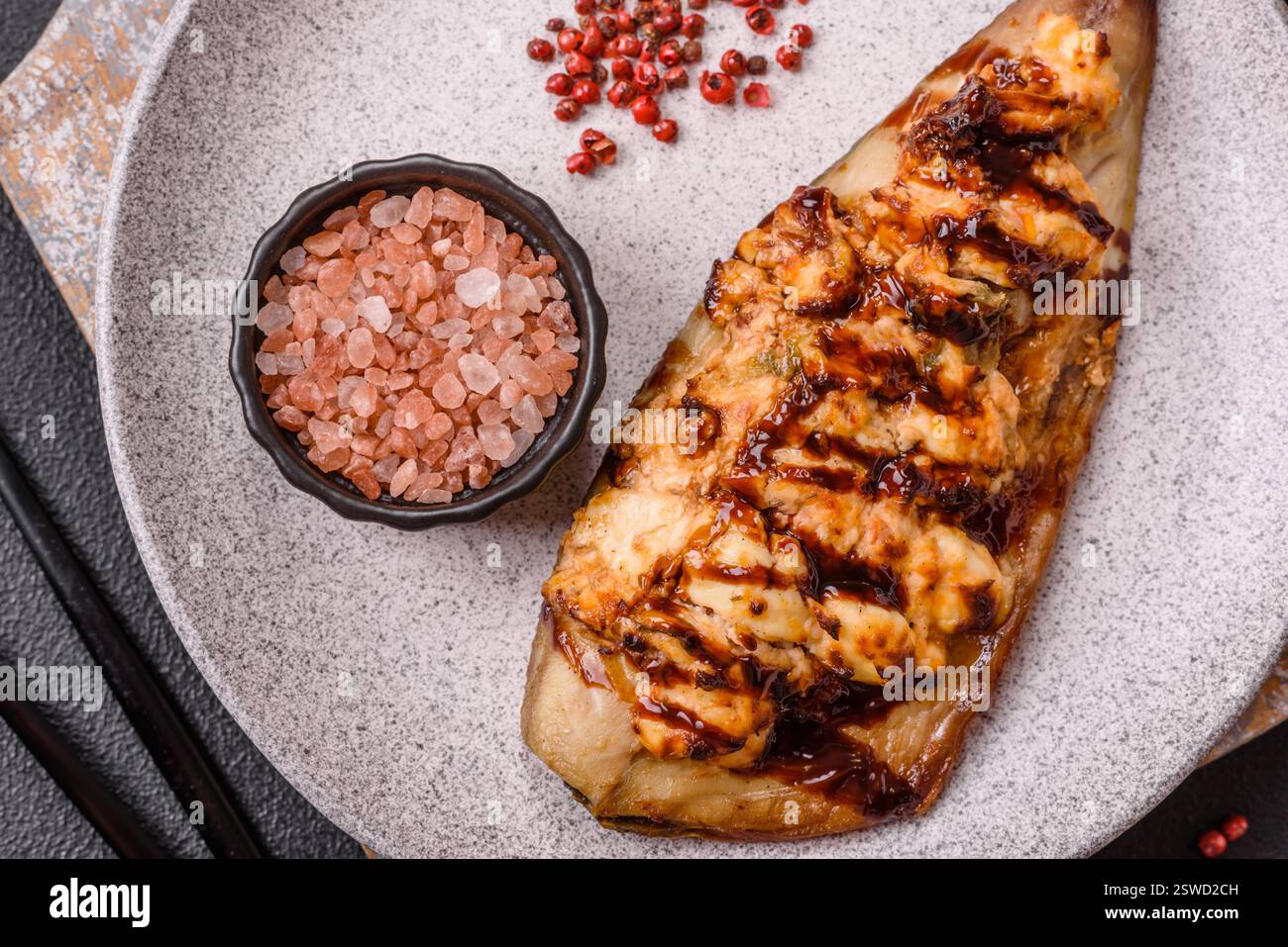 Grilled mackerel fillets with cheese, salt, spices and herbs Stock ...