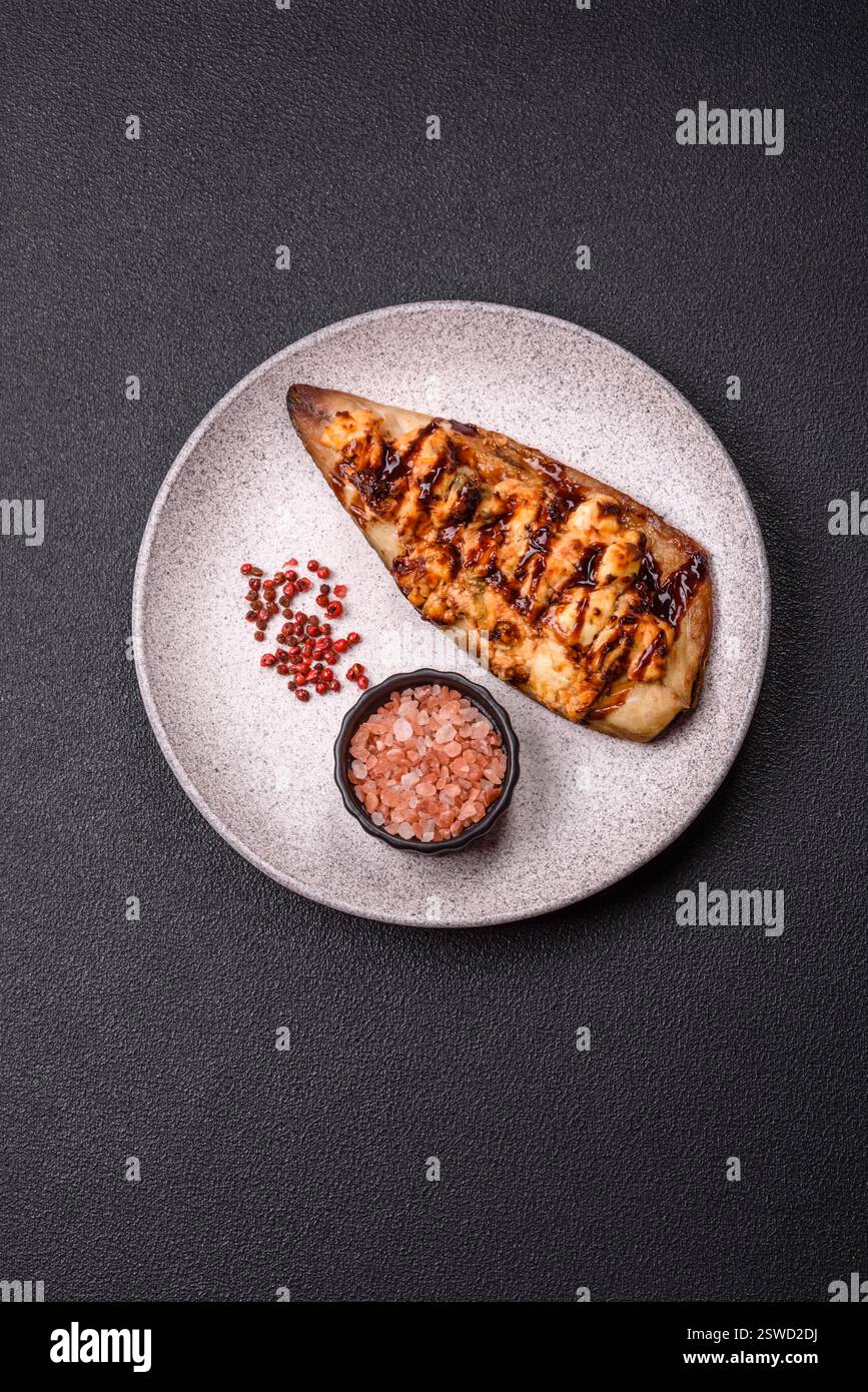 Grilled mackerel fillets with cheese, salt, spices and herbs Stock ...