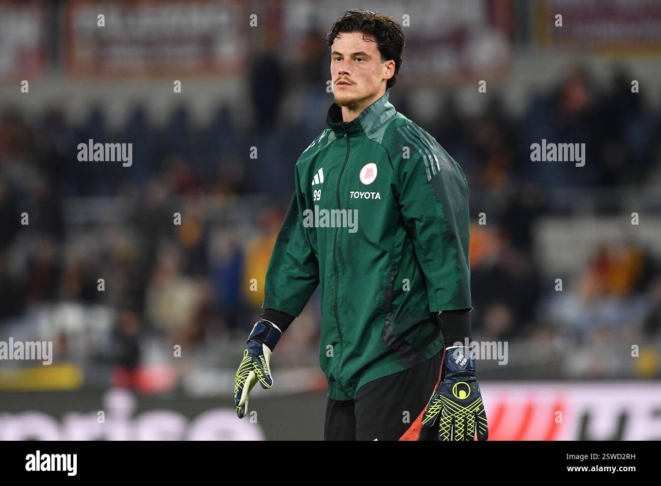 Rome, Lazio. 20th Feb, 2025. Mile Svilar of AS Roma during the Europa ...