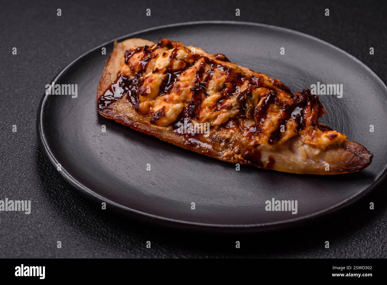 Grilled mackerel fillets with cheese, salt, spices and herbs Stock ...