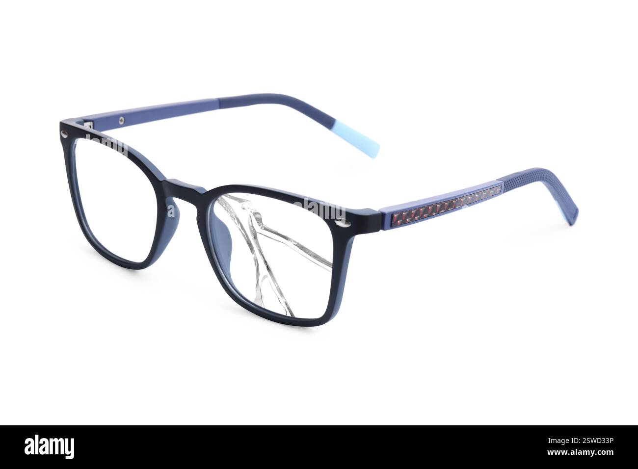 Eyeglasses with one broken lens isolated on white Stock Photo - Alamy