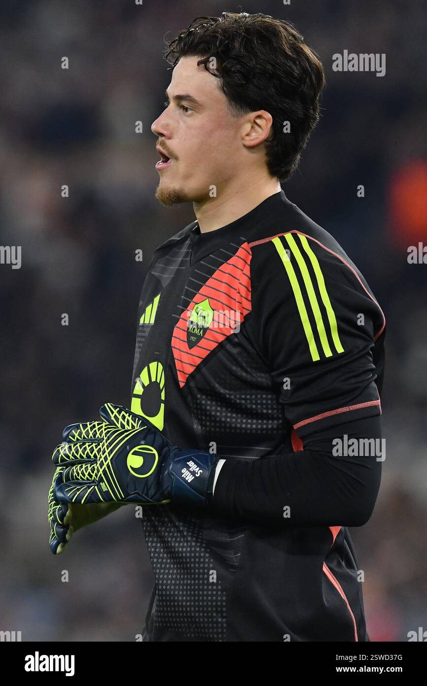 Rome, Lazio. 20th Feb, 2025. Mile Svilar of AS Roma during the Europa ...
