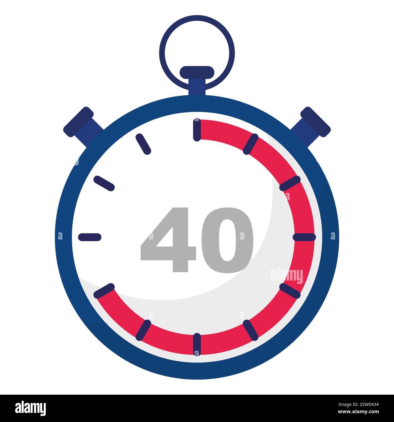 Stopwatch icon. Countdown timer. Number 40 focus. Time measurement ...
