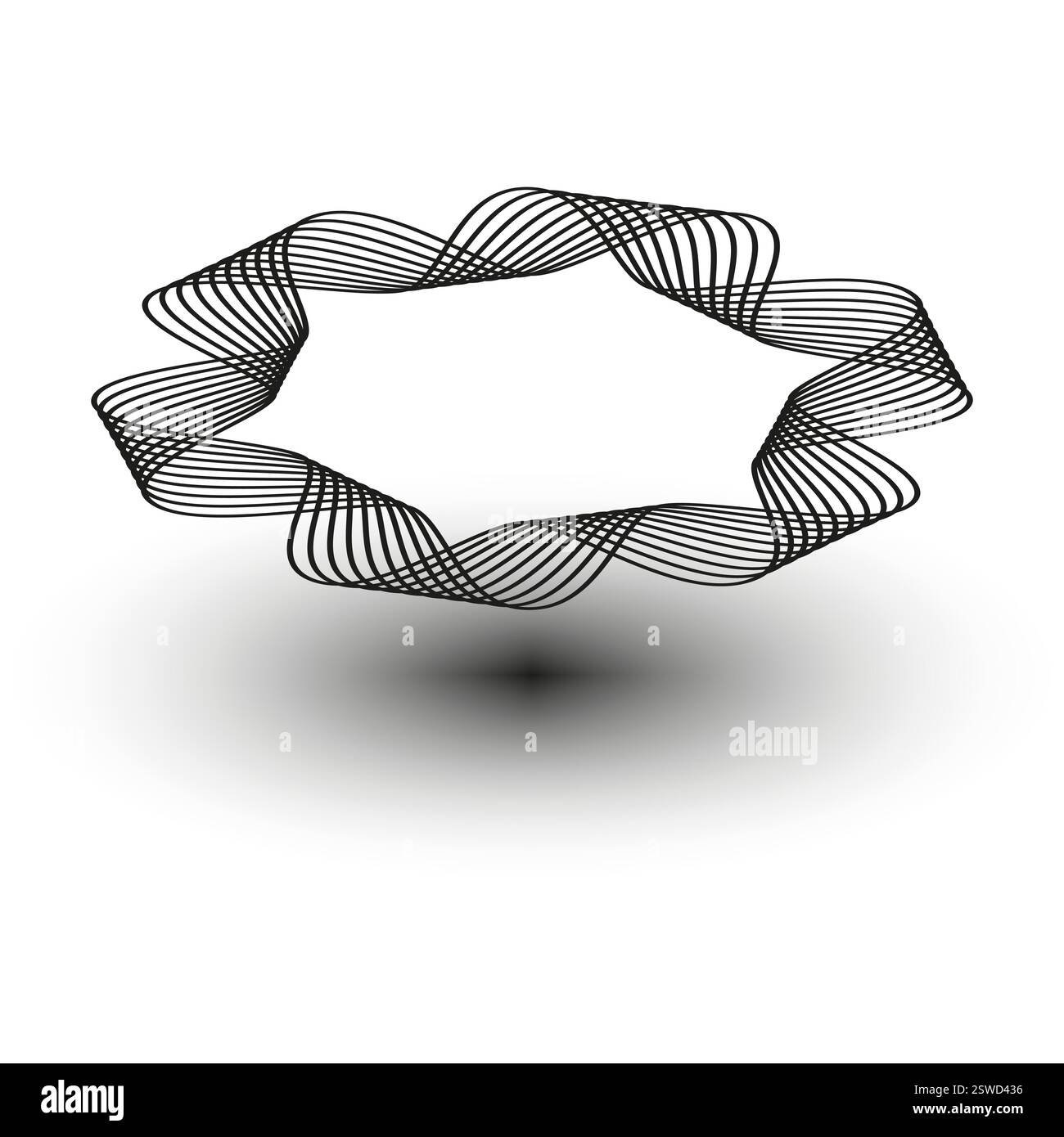 Black abstract ring. Optical illusion shape. Twisted geometric form ...