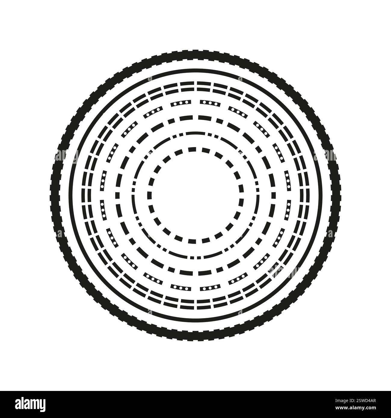 Circular geometric design. Abstract futuristic pattern. Black and white ...