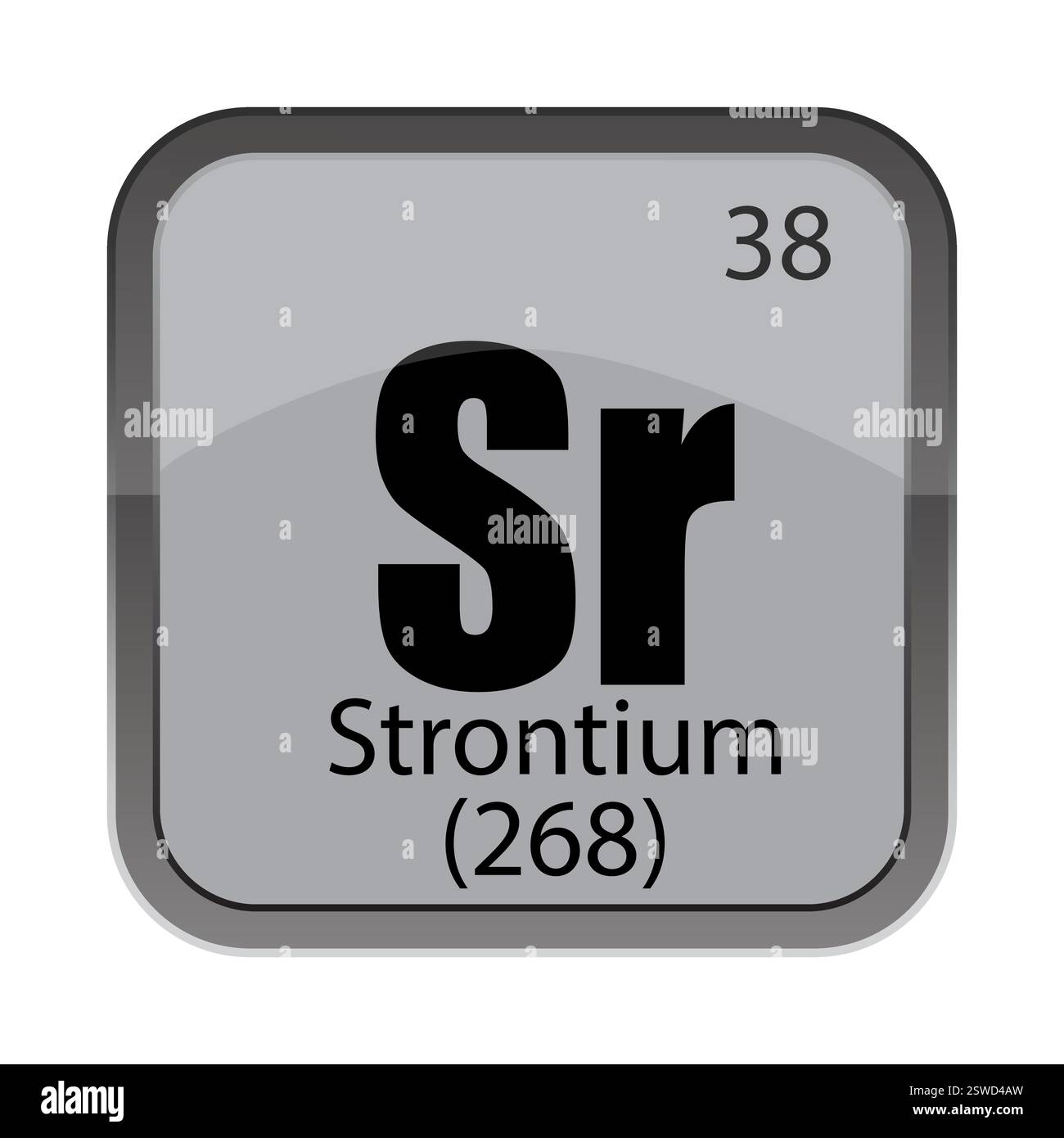 Gray Sr tile. Strontium (268) label. Number 38 icon. Vector chemistry ...
