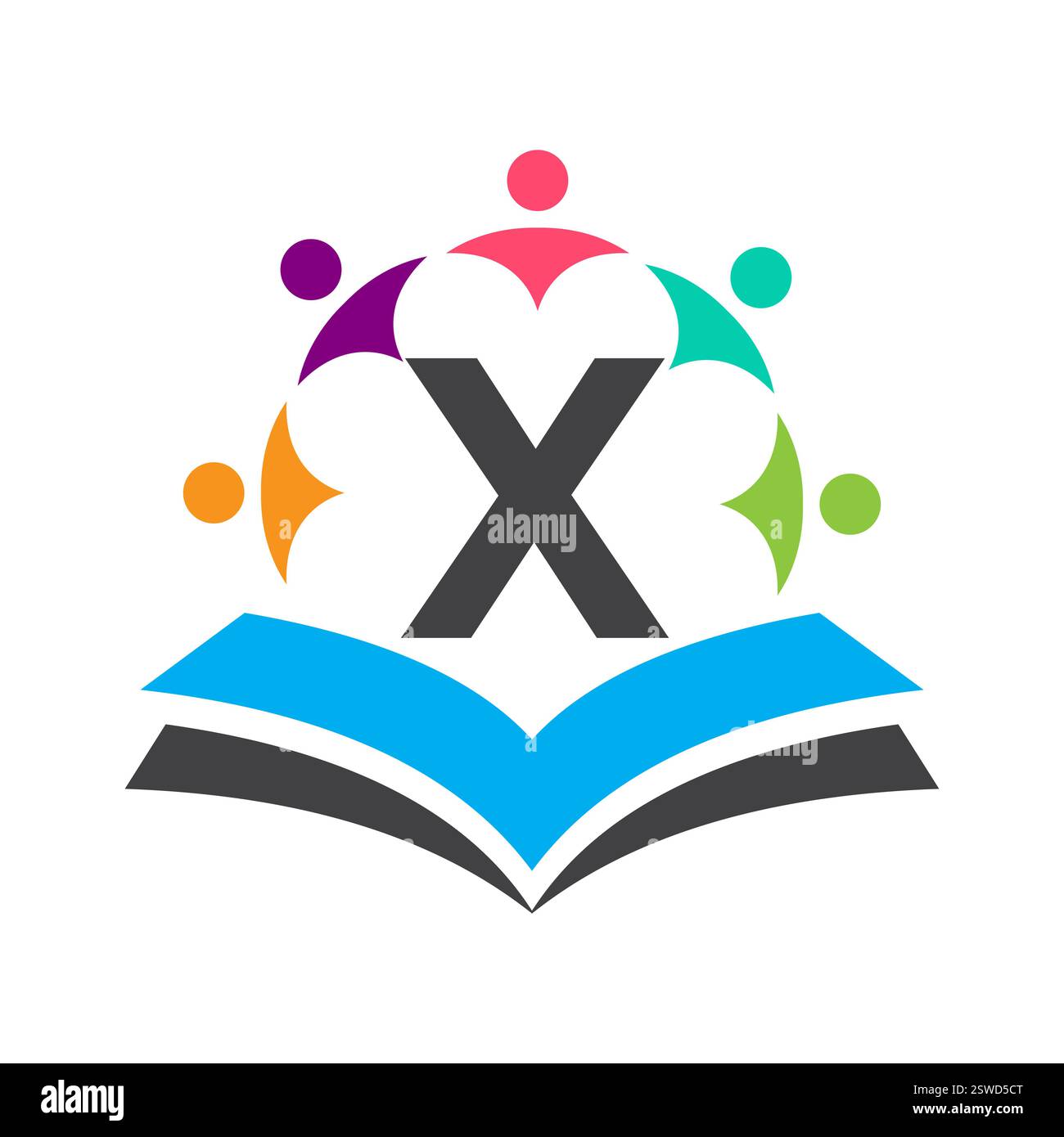 Initial Unity Logo On Letter X Concept With Book And Community Symbol ...
