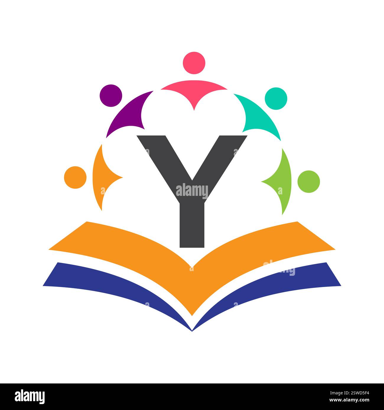Initial Unity Logo On Letter Y Concept With Book And Community Symbol ...